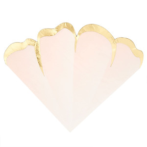 BLUE PANDA 50 Pack Pink & Gold Petal Floral Paper Napkins, 6.25x6 Inches, Scalloped Napkins for Birthday, Wedding, Bridal Shower, Tea Party & More