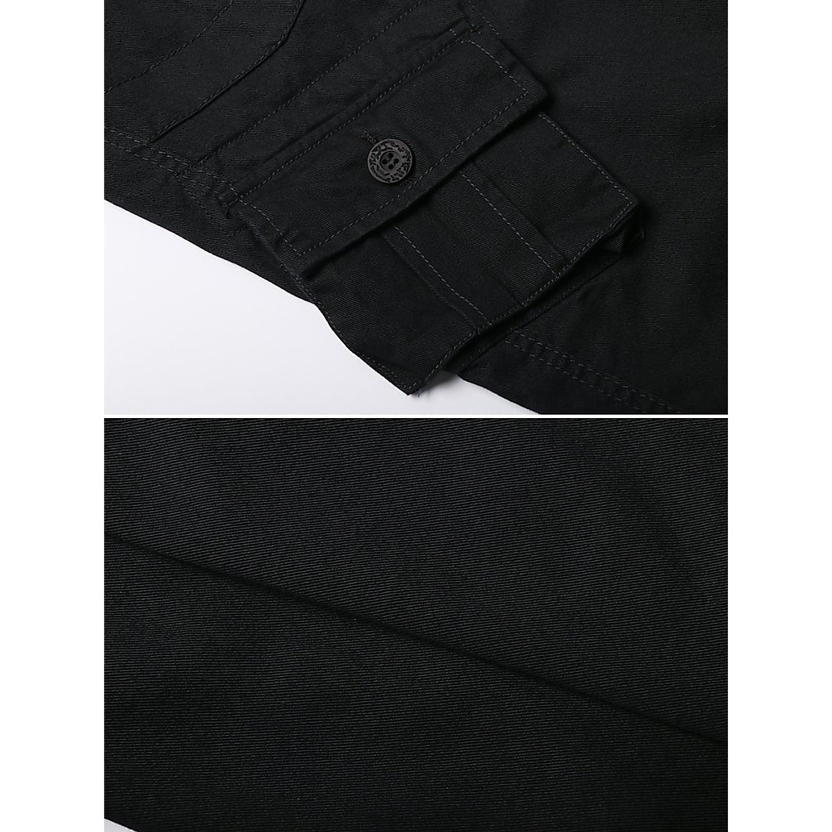 OCHENTA Men's Cotton Casual Cargo Work Military Tactical Combat Army Pants with 8 Pockets Black 29