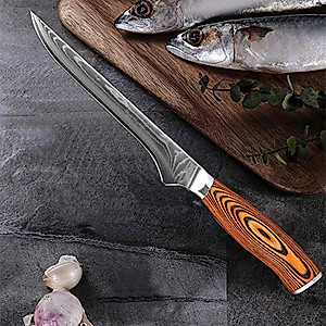XT XITUO 6- inch Boning Knife with Fillet-Flexible Curved-Blade, Japanese VG10 Damascus Steel Perfect Fish Fillet knife, Razor Sharp Edge, Corrosion Resistant