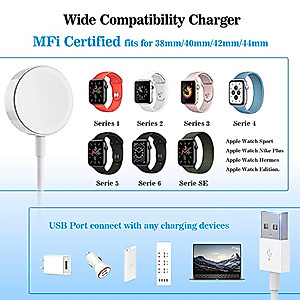 Delmog Watch Charger for Apple Watch Charger 3.3Ft-Fast Charger for Apple Watch Wireless Charging Cable Compatible with All Watch Series 8 7 6 SE 5 4 3 2 1