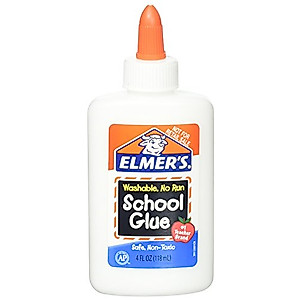 Elmer's Washable No Run School Glue, 4 Ounces, White and Dries Clear