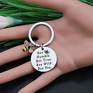 CYTING Bumble Bee Keychain Bee Humble Bee True Bee Wild Bee You Inspirational Keychain Bee Jewelry Motivational Gift (Bee Humble True Wild You)