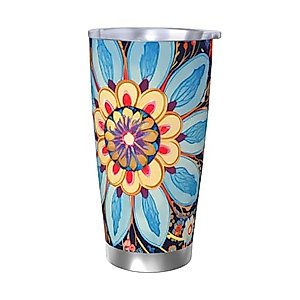 AYCZN Colorful Flower 20 OZ Tumbler Stainless Steel Travel Coffee Mug, Daisy Insulated Water Bottle with Lid and 2 StrawsLeakproof Thermal Cup