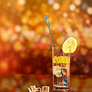 8 pieces Cocktail Spoon Stirring Bar Mixing Long Spoon Stainless Steel Spiral Pattern Cocktail Stirrers spoons, 10 Inch,8 Colors