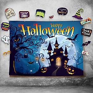 Happy Halloween Photography Backdrop and Studio Props DIY Kit. Great as Photo Booth Background, Costume Dress-up Party Supplies and Event Decorations
