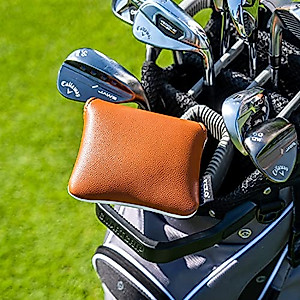 IZZO Golf Mallet Putter Headcover Camel/White - Putter Headcover for Your Mallet Putter, Mallet Style Head Cover