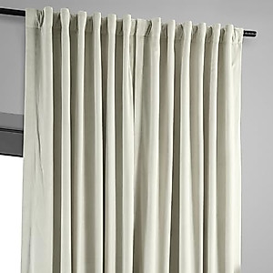HPD Half Price Drapes Signature Velvet Thermal Blackout Curtains for Living Room 96 Inch Long (1 Panel) Rod Pocket Insulated Blackout Curtains for Bedroom Window Curtains, 100W x 96L, Off White