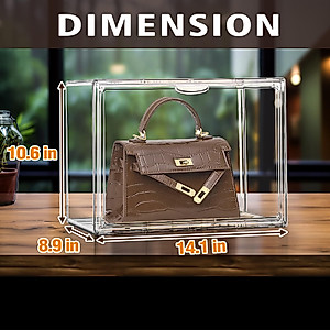 DAYOOH Acrylic Shoe Boxes Clear Stackable Sneaker Storage for Sneakerheads Display Case Shoe Storage Boxes with Magnetic Door Handbag Storage Shoe Organizer, 1 Pack Size 14