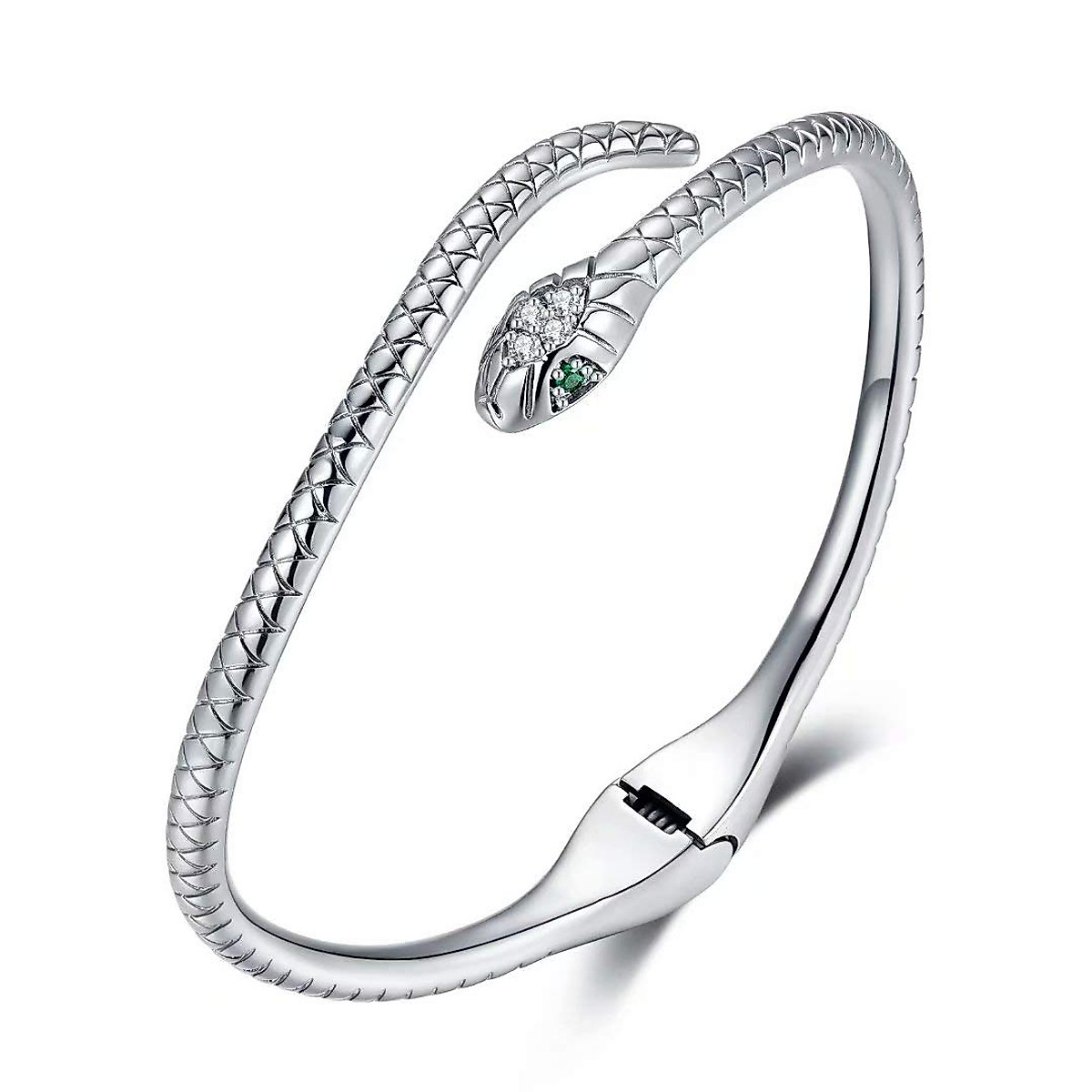 Presentski Snake Bracelet Sterling Silver Open Bangle Serpent Bracelet Vintage Silver Bracelet for Women