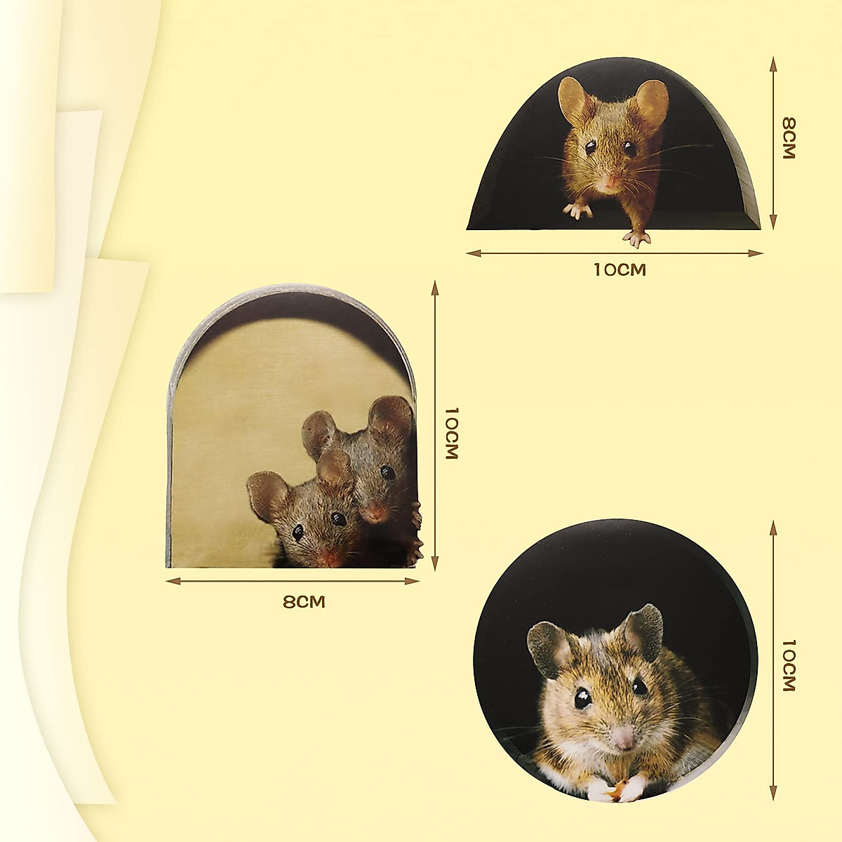 12 Pieces Mouse Hole Wall Sticker for Wall 3D Mouse Hole Wall Decal Mouse Reading Book in Wall Sticker Mural Realistic DIY Home Decal Animal for Home Nursery Wall Decor