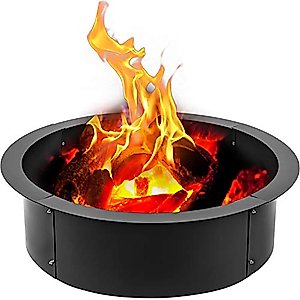 VBENLEM Fire Pit Ring 36-Inch Outer/30-Inch Inner Diameter, 10inch Height Fire Pit Insert 2.5mm Thick Heavy Duty Solid Steel, Fire Pit Liner DIY Campfire Ring Above or In-Ground for Outdoor