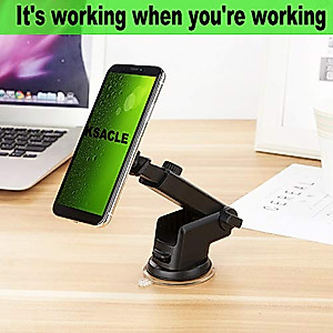 KSACLE Car Phone Mount, Phone Holder, Universal Phone Holder for Car, 360 Degrees Dashboard Desk Wall Bracket for GPS Navigation and Any Smartphones (Black-Dashboard&Air Vent)
