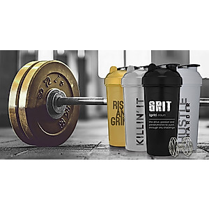 [4 Pack] 28oz Protein Shaker Bottle with Motivational Quotes (Black, White, Silver, Gold) |Shaker Cup with 4x Wire Mixers | Shaker for Protein Mixes Pack is BPA Free, Leak Proof and Dishwasher Safe