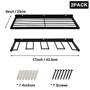 Power Tool Organizer Wall Mount Floating Tool Shelf Drill Rack and Shelf for Workshop Shed(17x9in),(black)