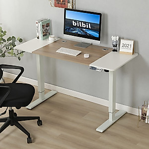 bilbil 55 x 24 Inches Electric Height Adjustable Standing Desk, Smart Home Office Stand Up Desk - Memory Settings - Solid Top - Double-Beam Construction - Anti-Collision Technology