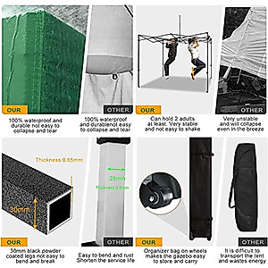 JOINATRE S-69 10'x20' Heavy Duty Pop Up Canopy Tent, Commercial Instant Canopy with Sidewalls, Outdoor Canopy Tent with 4 Sand Bags & Roller Bag, Waterproof Tent for Patio, Backyard, Garden, Black