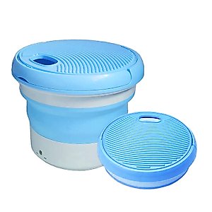 Portable Washing Machine,Mini Folding Washing Machine,Lightweight Compact Washing Machine for Baby Clothes Underwear Camping Travelling Apartment Dorms 7L 1.9KG (Blue)