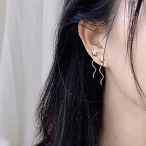 Wavy Long Link Plumeria Flowers Tassel Earrings for Women Teen Girls Elegant Earrings Party Gift