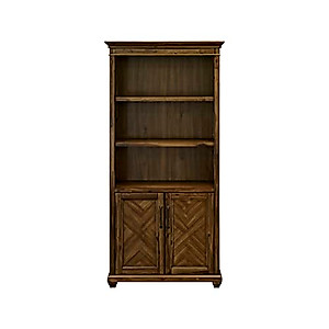 Martin Furniture Traditional Wood Doors, Office Shelving, Storage Cabinet, Fully Assembled, Brown Bookcase