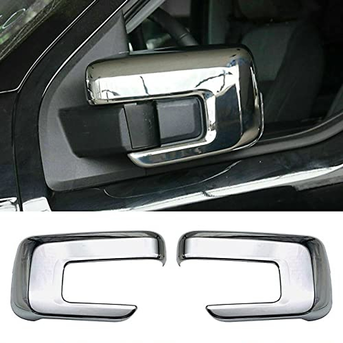 SZDEDA ABS Exterior Side Rearview Mirror Caps Cover Decorative Trim Fit for Ford F150 2021 2022 Car Accessories (Chrome)