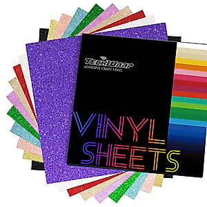 TECKWRAP Shimmer Vinyl Glitter Adhesive Sheets for Craft Cutter 12" x 12" 10 Sheets/Pack