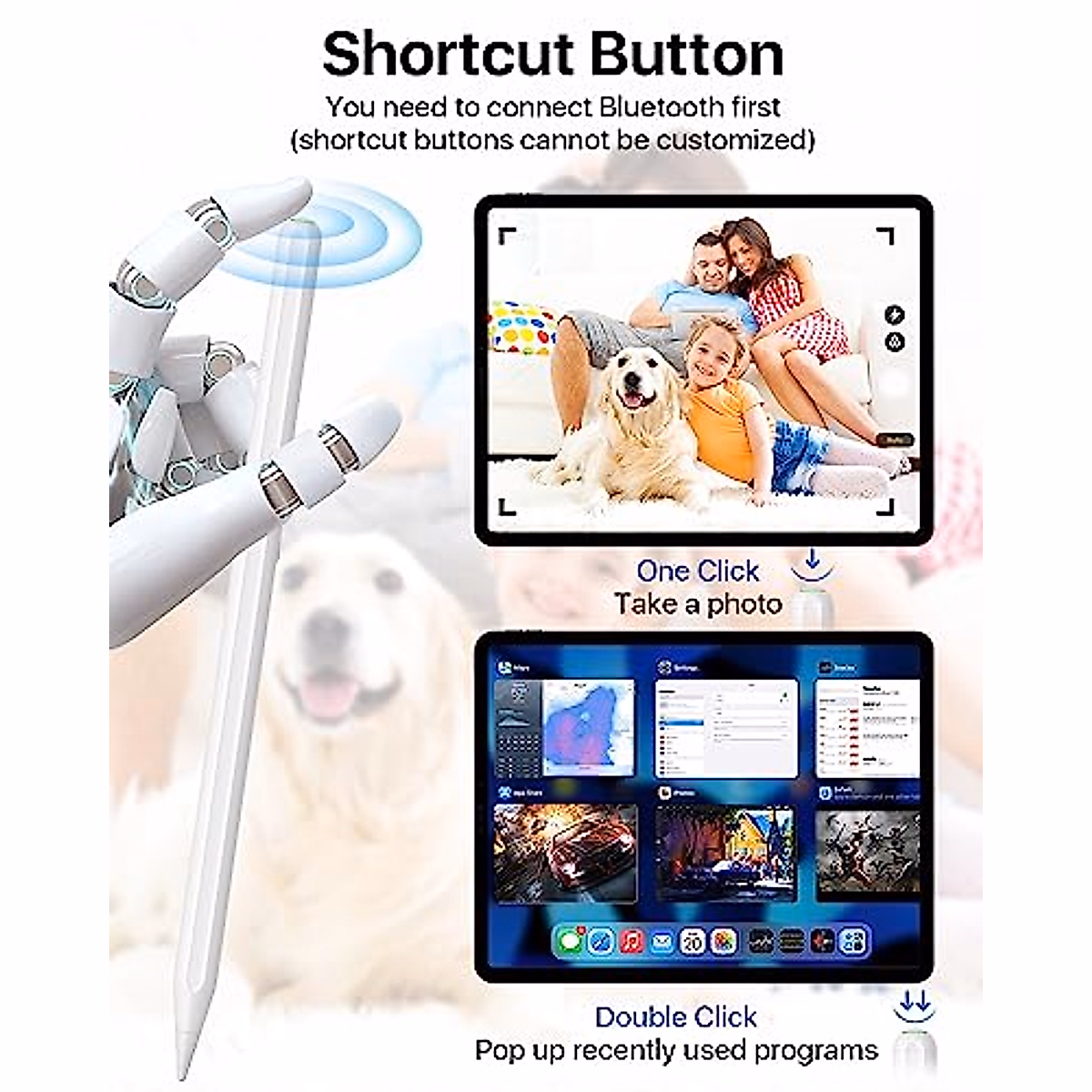 Stylus Pen for iPad with Magnetic Wireless Charging, Apple Smart Pen Colorful, iPad Pencil 2nd Generation Compatible with iPad Pro 11 in 1/2/3/4, iPad Pro 12.9 in 3/4/5/6, iPad Air 4/5, iPad Mini 6