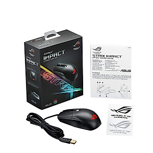 ASUS ROG Strix Impact Aura RGB USB Wired Optical Ergonomic Ambidextrous Gaming Mouse (Renewed)