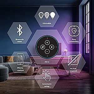 SYLVANIA Bluetooth Mesh LED Smart Light Bulb, One Touch Set Up, A19 60W Equivalent, E26, RGBW Full Color & Adjustable White, Works with Alexa Only - 2 Count (Pack of 1) (75760)
