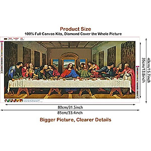 5D DIY Diamond Painting Kits for Adults, Large Size Full Drill Embroidery Paintings Rhinestone Pasted DIY Painting Cross Stitch Arts Crafts for Home Wall Decor Gift, 15.8"x33.5" (The Last Supper)