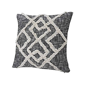 LR Home Tufted Geometric Diamond Modern Throw Pillow, 20" x 20", Black/Cream