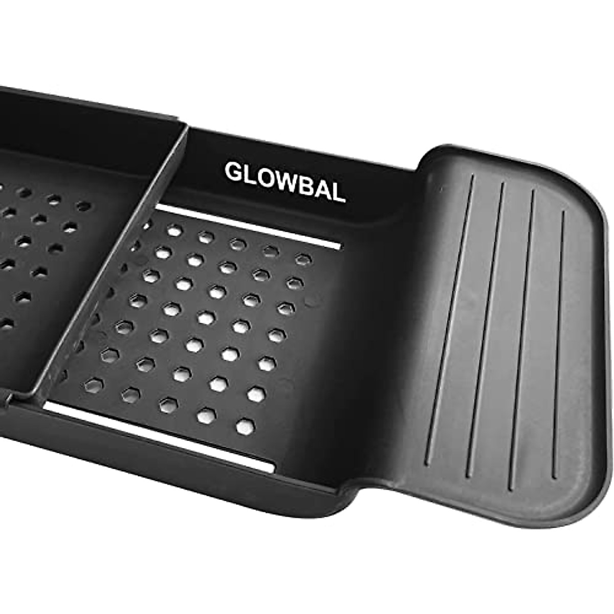 Bathtub Tray Expandable, GLOWBAL Adjustable Bath Tub Tray Table Non-Slip Bath Shelf Caddy Multifunctional Plastic Bath Rack(2 Pack, Black+White)