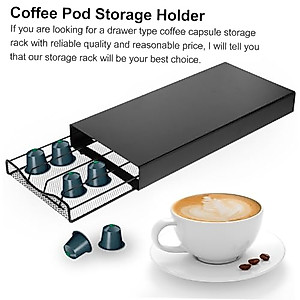 OKUMEYR Storage Rack Kitchen Storage Drawer Holder Espresso Mugs Coffee Holder Coffee Espresso Maker Shelf Holders Coffee Coffee Pod Rack Tea Stand Iron Black