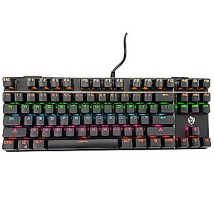 K917 RGB Mechanical Gaming Keyboard 87Key Retro Keyboard-Blue Switch-LED Backlit- Round Keycaps Anti-Ghosting Mechanical Illuminated Keyboard for PC Gaming and MAC (Retro-Black)