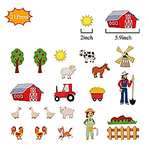 Farm Animals Felt Flannel Boards Stories Precut Figures for Toddlers Preschool, Craft Toy Gifts for Kids as Storytelling Interactive Teaching Activity Kits (21)