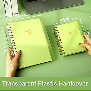 CAGIE Spiral Notebook College Ruled - 5 Subject Spiral Notebook with Tabs Dividers, 300 Pages A5 Small Spiral Notebook 5x7, Hardcover 5 Subject College Ruled Spiral Notebook for School Note Taking