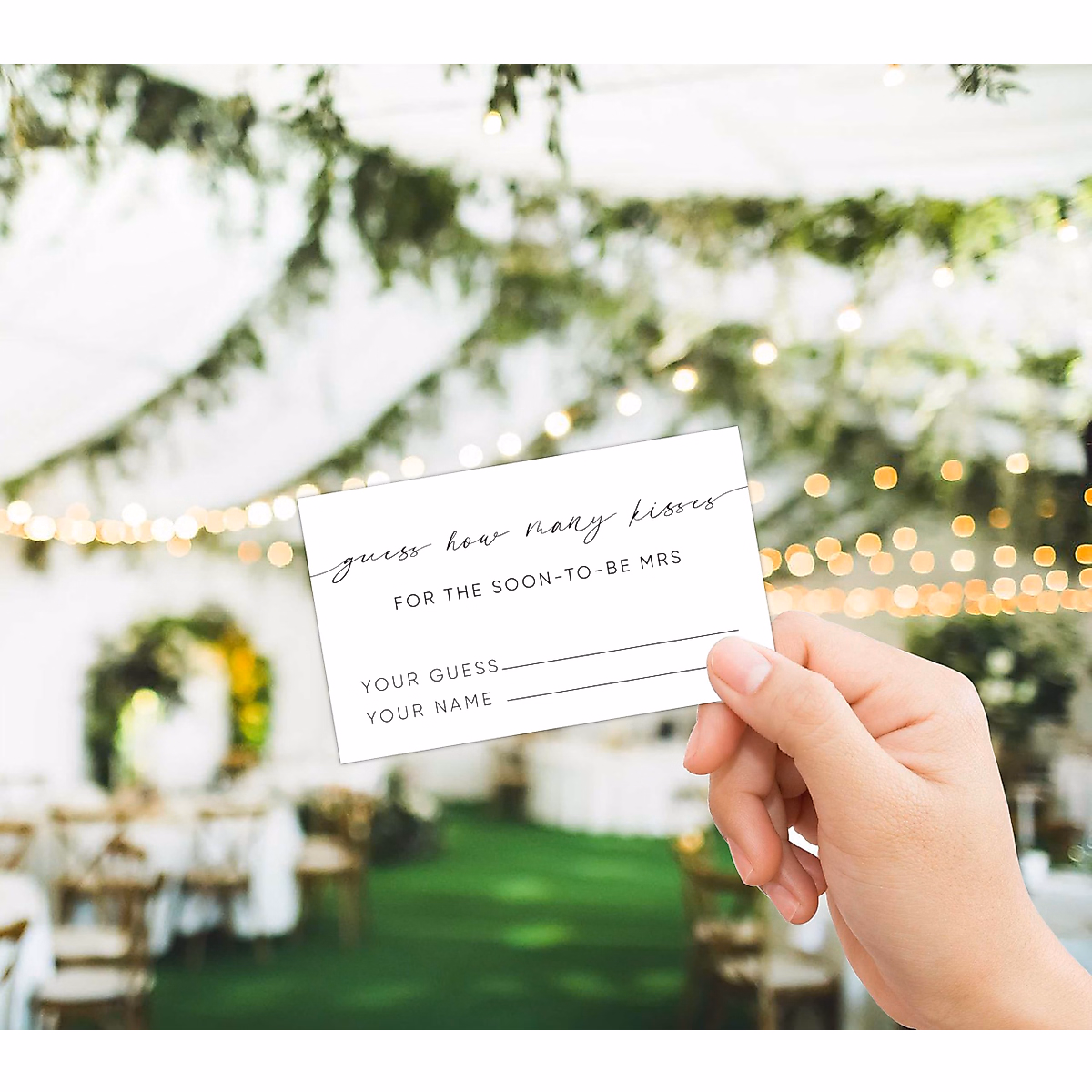 How Many Kisses Bridal Shower Game, Bridal Shower Games, Bridal Shower Decorations, Bridal Party Decorations, Bachelorette Party Games,1 Wooden Play Sign with Stand and 50 Guessing Cards Set