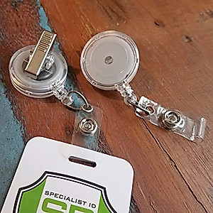 25 Pack - Premium Clear (Translucent) Retractable Badge Reels with Alligator Swivel Clip on Back by Specialist ID (Translucent Clear)