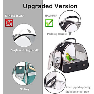 Bird Travel Carrier, Portable Small Bird Parrot Parakeet Carrier with Standing Perch and Stainless Steel Tray, Side Access Window Collapsible