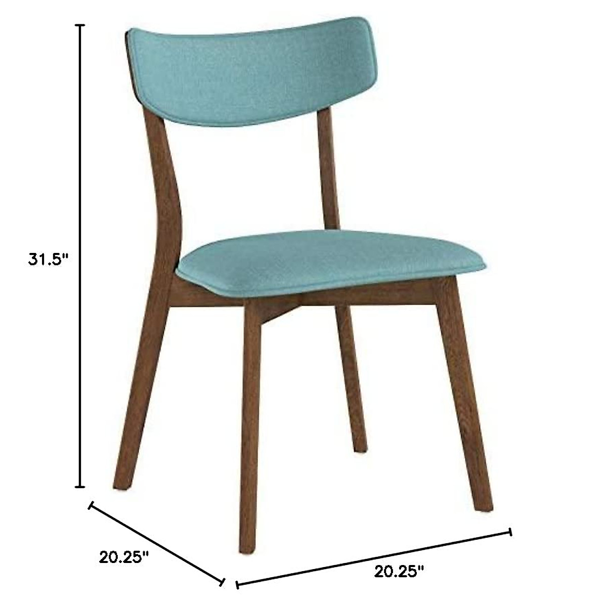 Christopher Knight Home Abrielle Mid-Century Modern Fabric Dining Chairs with Natural Walnut Finished Rubberwood Frame, 2-Pcs Set, Mint / Natural Walnut