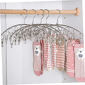 Cabilock 2pcs Drying Rack for Clothing Towel Drying Rack Clip Hanger Sock Hanger Clip Drying Socks Hook Baby Coat Hangers Clothes Hanger Stainless Steel Laundry Drying Hook Arc Clothes Hook