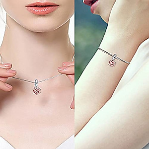 LONGLUCK 925 Sterling Silver Bead Charm for Pandora Charms Bracelets and Necklaces for Woman 5A Cubic Zirconias Dangle Pendant,Jewelry Bead