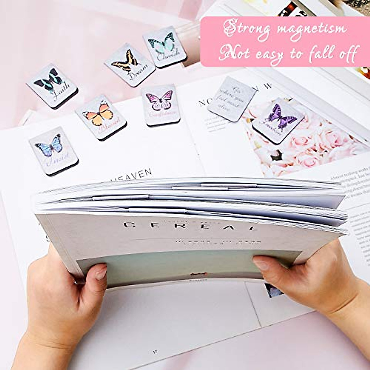 12 Pieces Butterfly Magnetic Bookmarks Inspirational Quotes Magnetic Bookmarks Magnet Page Markers Assorted Book Markers Set for Students Teachers School Home Office Supplies