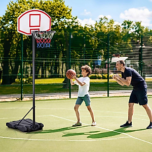 Kids Portable 5.4-7 Ft Height Adjustable Basketball Hoop Stand, 28 Inch Backboard, Basketball Goals Indoor/Outdoor