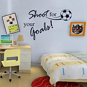 DNVEN Kids Sports Learning Removable Wall Stickers Decals DIY Boys Room Decor Murals Shoot for Your Goals Soccer Football Quotes Motivational Lettering Vinyl Wall Arts Decals 32 inches x 24 inches