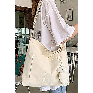 Women Retro Large Size Canvas Shoulder Bag Large Hobo Bag Canvas Crossbody Bag Messenger Tote
