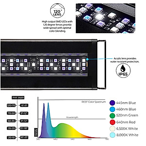 Current USA 36-48" Inch Orbit Marine LED Saltwater Reef Marine Aquarium Light | 24 Hour IR Lighting & eFlux Wave Pump Control | Adjustable Color Spectrum for Fish Tank (4102)
