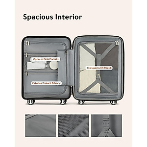 LUGGEX Carry on Luggage with Spinner Wheels, Lightweight Suitcase 2 Piece, Expandable (Purple, 14/20)