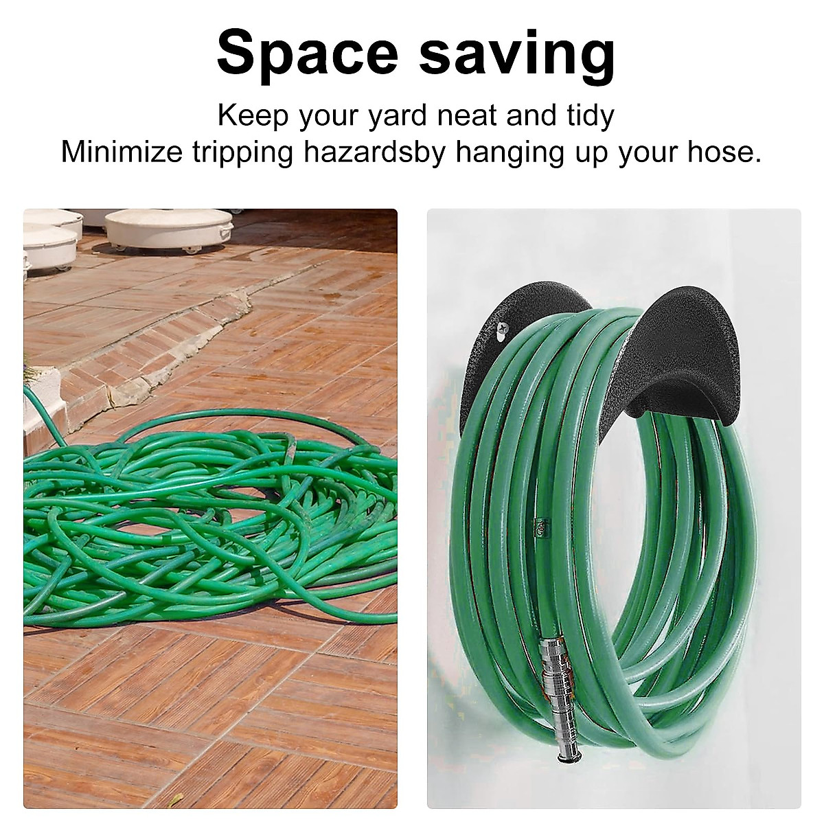 GARTOL Garden Hose Holder Heavy Duty Water Hose Holder, High Carbon Steel Hose Hanger Wall Mount Hose Storage Organizer, for Outside Yard, Rust Proof Hose Rack