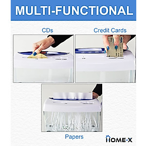 HOME-X 3-in-1 Hand Crank Paper Document Shredder for A4 Paper, Credit Cards, CDs-Manual Shredder Documents Paper Cutting Tool Home Office Desktop Stationery