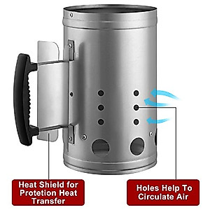 Charcoal Chimney Starter BBQ Grill Lighter Barbecue Fire Starter Grilling for BBQ Charcoal Grill Briquette Coal Fire Starter Chimney for Grills Outdoor Cooking Charcoal Can Accessories